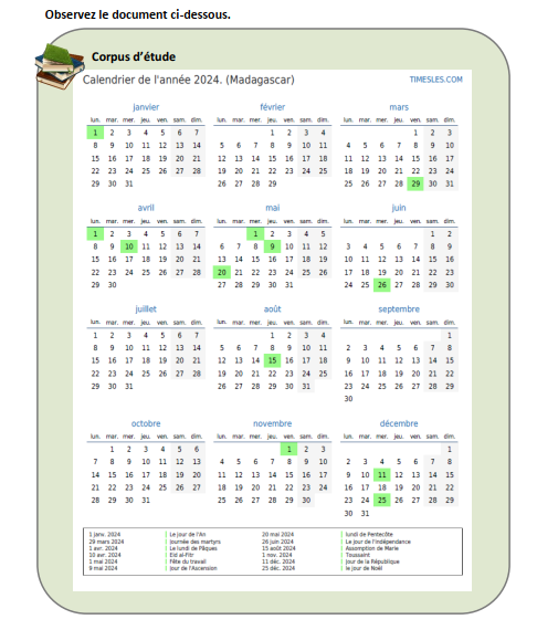 FICHES D’ACTIVITES: Fiche 2 : Les dates, jours, mois, saisons et la météo